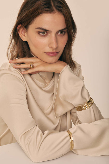 BRATARA FLOW argint placat cu aur - JASIRI | IARMAROC.com