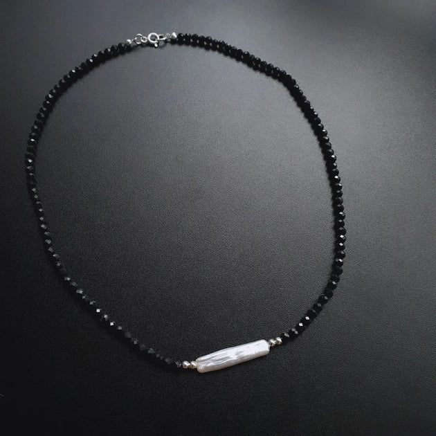 Colier spinel negru cu perla | Noir | - Meraki | IARMAROC.com