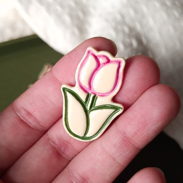 broșă lalea • roz - inim details | IARMAROC.com