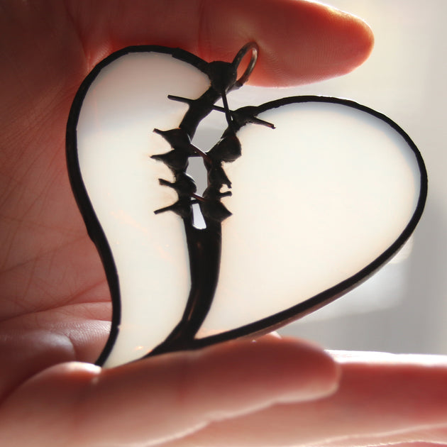 Pandantiv Inima Cusuta - Alba - FurnixArt | IARMAROC.com